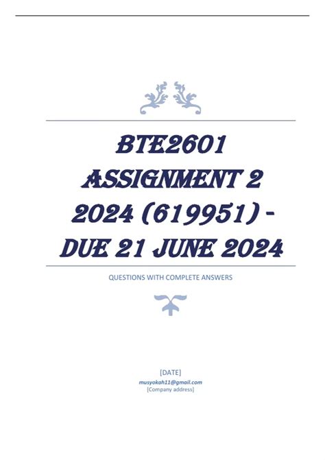 Bte2601 Assignment 2 2024 619951 Due 21 June 2024 Bte2601