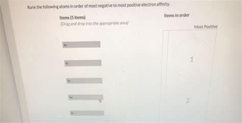 Rank The Following Atoms In Order Of Most Negative To Most Positive