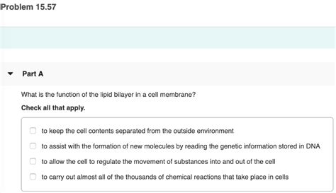Solved Problem What Is The Function Of The Lipid Chegg