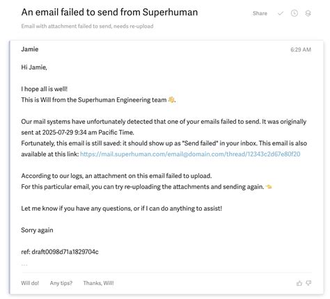 Failed Sends Superhuman