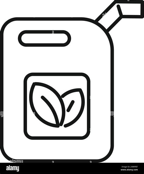 Simple Line Drawing Of A Fuel Canister With A Leaf Symbol Representing