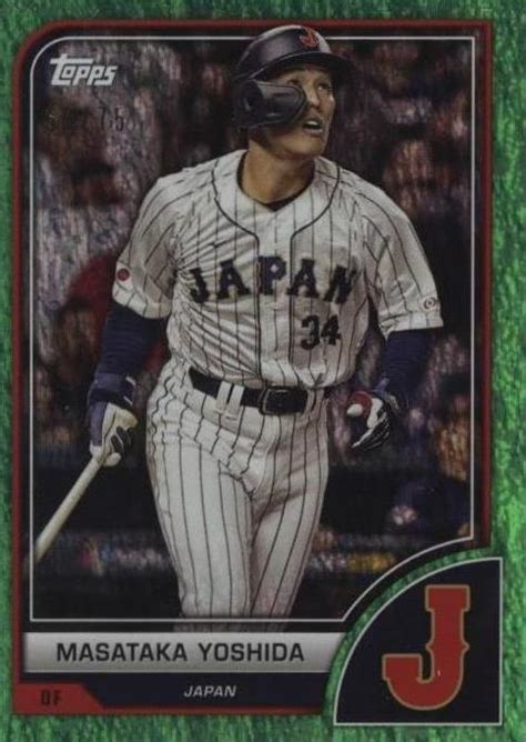 2023 Topps World Baseball Classic Masataka Yoshida 91 Green Sparkle Foil 75 Rc For Sale