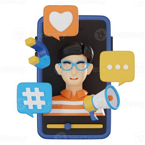 3d Influencer Icon Social Media Marketing And Branding Illustration