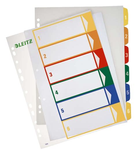Leitz 1292 Zahlenregister Pp Blanko Bedruckbar A4 Überbreite 6 Blatt Farbig Aufkleber Shop