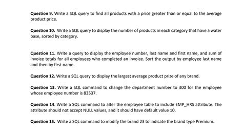 solved question 9 write a sql query to find all products