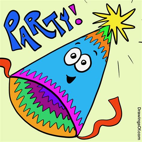 Party Hat Drawing Easy And Cute Cartoons Drawings Of
