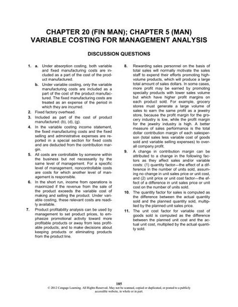 Variable Costing For Management Analysis My Accounting
