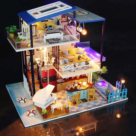 Lbla Mini Three Layer Diy Doll House 3d Wooden Doll Houses Miniature