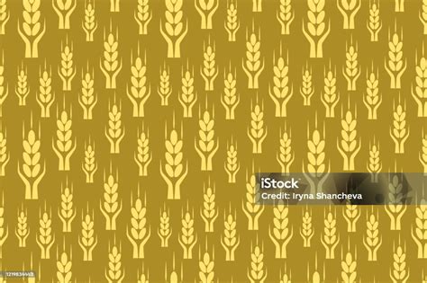 밀 스파이크 곡물 식물 실루엣 밀 패턴 템플릿 벡터입니다 벡터 스톡 일러스트 건강한 생활방식에 대한 스톡 벡터 아트 및 기타