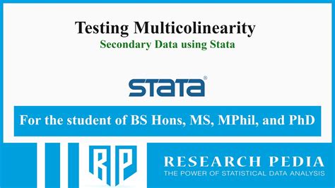 Testing The Assumption Of Multicollinearity Using Stata Youtube