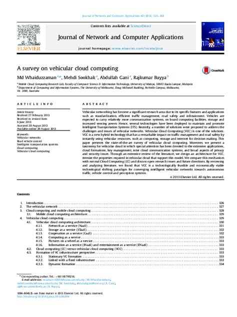Pdf A Survey On Vehicular Cloud Computing