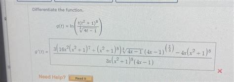 Solved Differentiate The Function Chegg Com