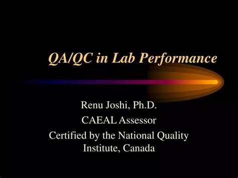 PPT QA QC In Lab Performance PowerPoint Presentation Free Download ID