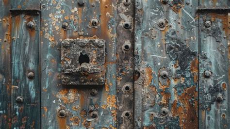 Close Up Of A Metal Door With Rust Suitable For Industrial Or Urban Backgrounds Stock Image