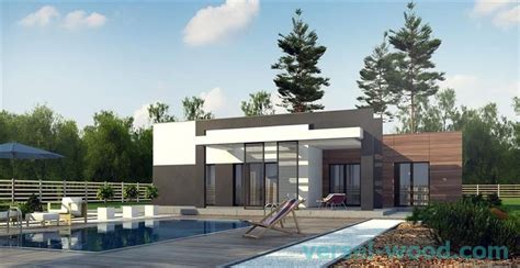 Едноетажна къща с плосък покрив от дървен материал газобетон рамка проекти снимка Идеи за