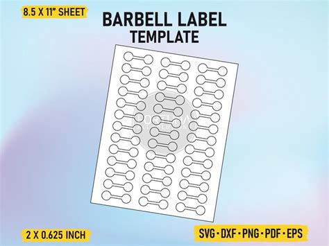 2 X 0 625 Inch Barbell Label Template SVG Cut File Vector Cricut Png