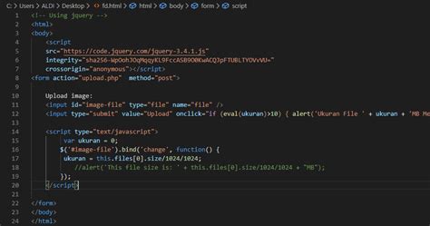 Source Code Validasi Ukuran File Pada Upload File Dengan Jquery Index