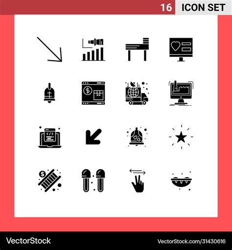 Pictogram Set 16 Simple Solid Glyphs Ring Vector Image