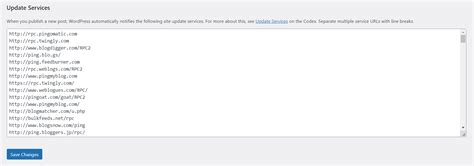 WordPress Update Services WordPress Ping List Tutorial GetButterfly