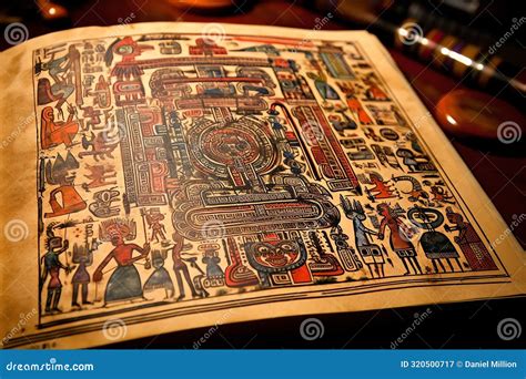 Codex Page With Aztec Pictorial Writing And Illustrations Illustration