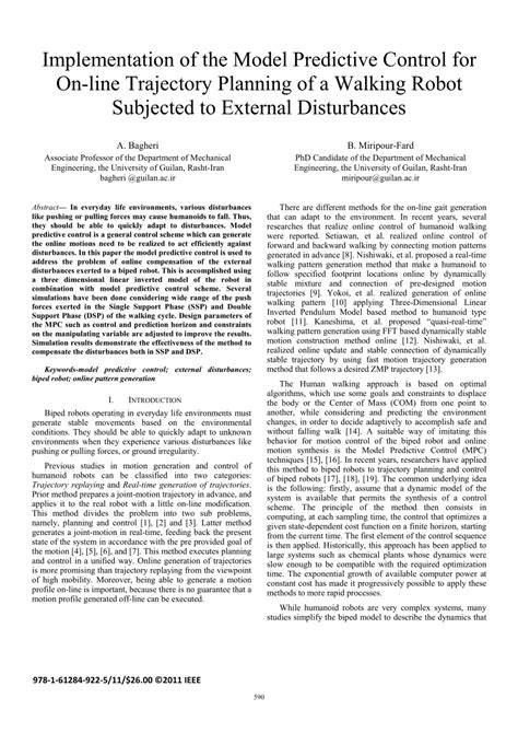 Pdf Implementation Of The Model Predictive Control For On Line Trajectory Planning Of A