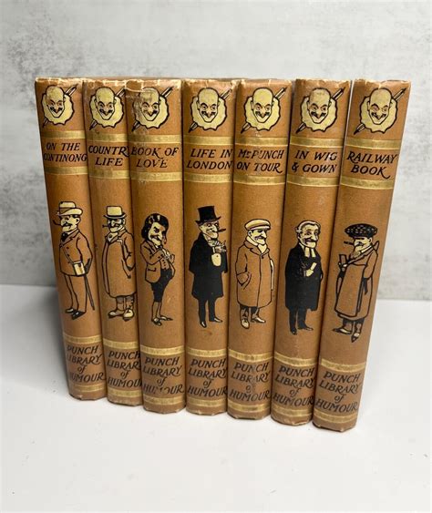 Antique Punch Library Of Humour Set 7 Volumes Early 1900s Illustrated