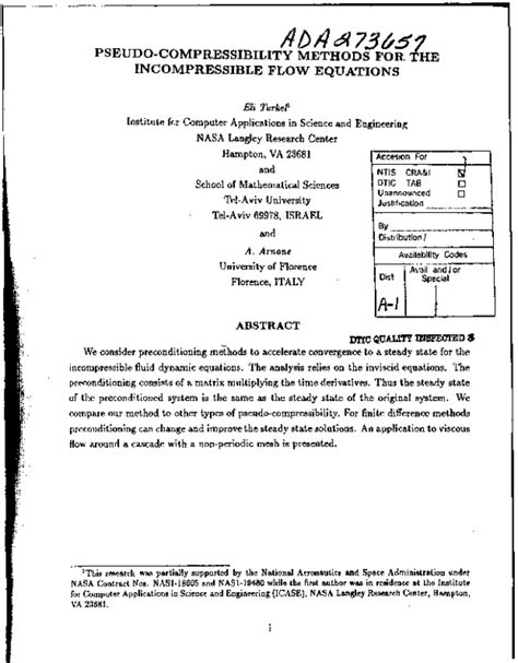 pdf pseudo compressibility methods for the incompressible flow equations