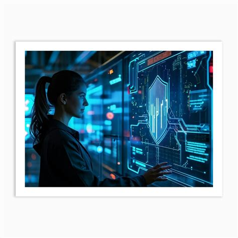 Futuristic Cybersecurity Interface Glowing Neon Circuit Patterns Intertwine To Form An