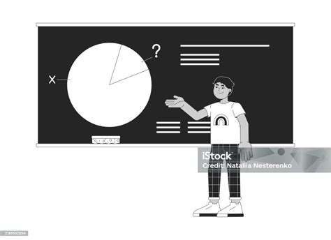 중동 소년 칠판에 서 흑백 2d 라인 만화 캐릭터 2차 도형에 대한 스톡 벡터 아트 및 기타 이미지 2차 도형 가공의 인물 교육 Istock