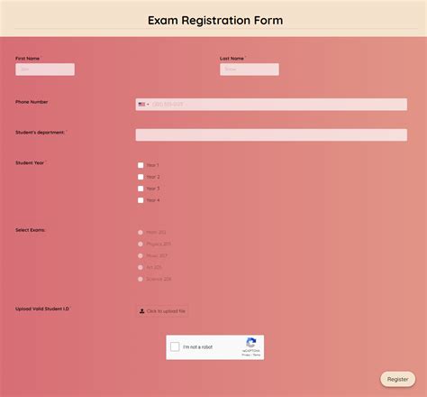 Exam Registration Form Template Exam Registration Form Templates
