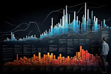 Colorful 3d Bar Graph And Line Data Visualization With Various Height