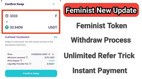 Feminist App Withdrawal Unlimited Refer Trick How To Withdraw F Token How To Swap F Token