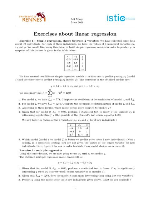 Td Regression Pdf Regression Analysis Multivariate Statistics