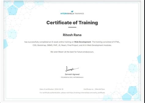 Webdevelopment Internshalatrainings Html Css Javascript React Php Ritesh Rana