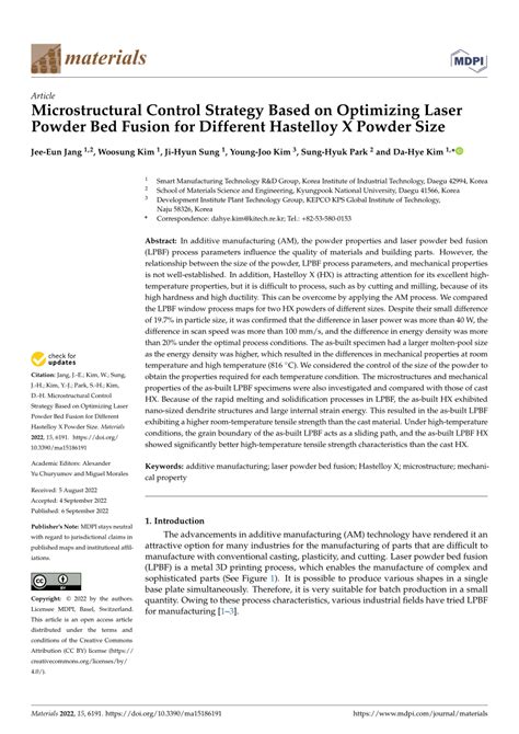 Pdf Microstructural Control Strategy Based On Optimizing Laser Powder Bed Fusion For Different