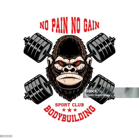 교차 체육관 바벨고 엠블럼 사인 포스터 티셔츠디자인 요소 벡터 일러스트레이션 건강한 생활방식에 대한 스톡 벡터 아트 및 기타 이미지 건강한 생활방식 경쟁 고릴라