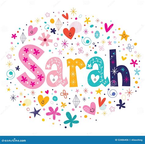 Sarah Female Name Decorative Lettering Type Design Stock Vector Illustration Of Retro Name