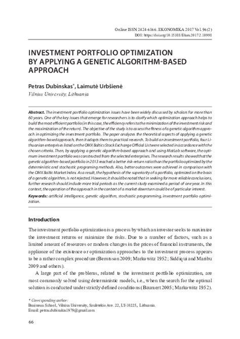 pdf genetic algorithm for portfolio optimization