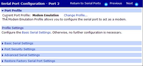 Modem Emulation Port Profile
