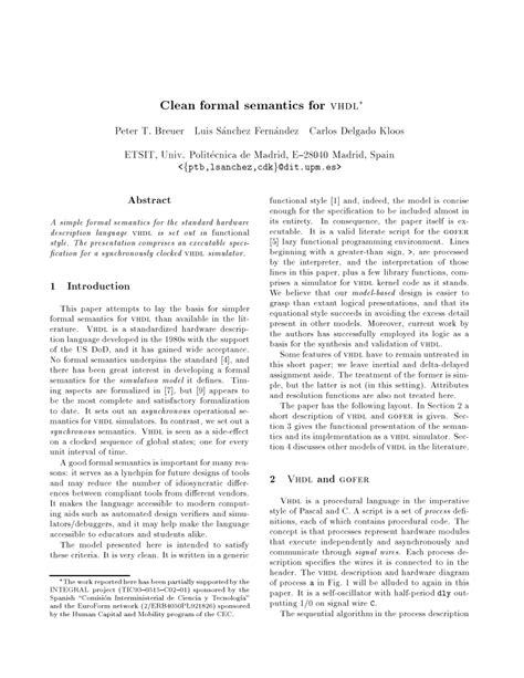 Pdf Clean Formal Semantics For Vhdl