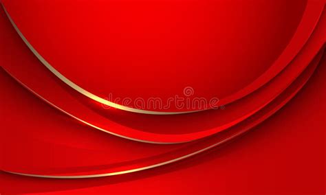 Abstract Luxury Red Gold Line Curve Black Shadow Geometric Design