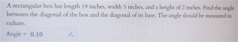 solved a rectangular box has length 19 ﻿inches width 5