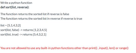 solved write a python function def sort list reverse the