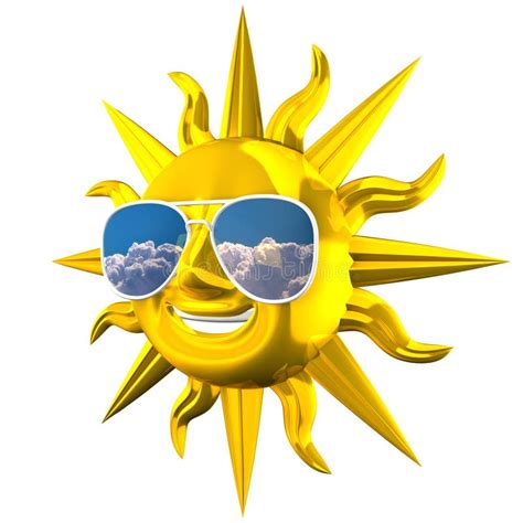 Golden Smiling Sun With Sunglasses Stock Illustration Illustration Of
