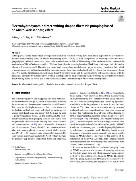 Electrohydrodynamic Direct Writing Shaped Fibers Via Pumping Based On Micro Weissenberg Effect