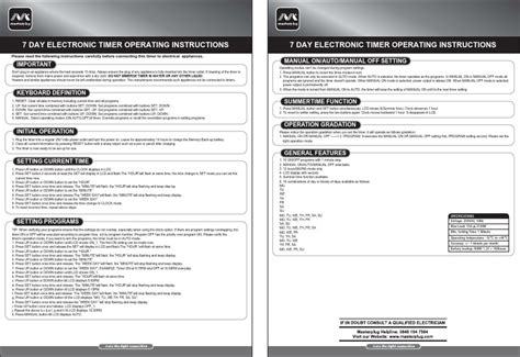 Masterplug Electronic Timer Instruction E Pdf Home Appliance Timer