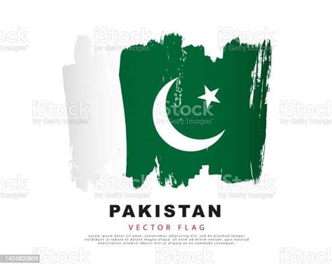 파키스탄의 국기 흰색과 녹색 브러시 스트로크 손으로 그립니다 흰색 배경에 고립된 벡터 일러스트레이션입니다 0명에 대한 스톡 벡터
