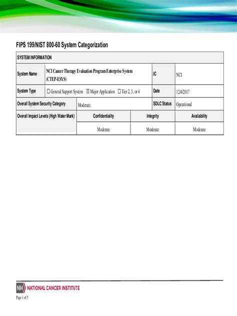 Fillable Online Fips 199 Nist 800 60 System Categorization Fax Email Print Pdffiller