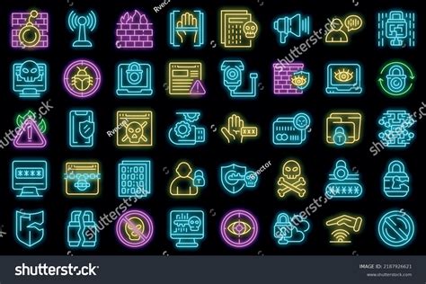 Stop Theft Icons Set Outline Vector Stock Vector Royalty Free 2187926621 Shutterstock