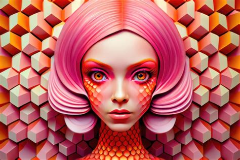 Premium Photo Futuristic Stylish Fashion Art With Hexagonal Shape